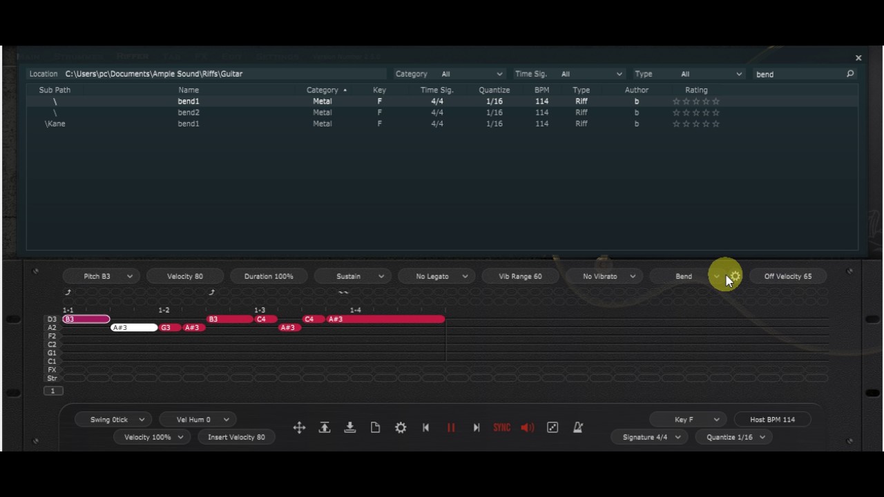 amplesound AME riffer bend and vibrato easy add can sound good - YouTube
