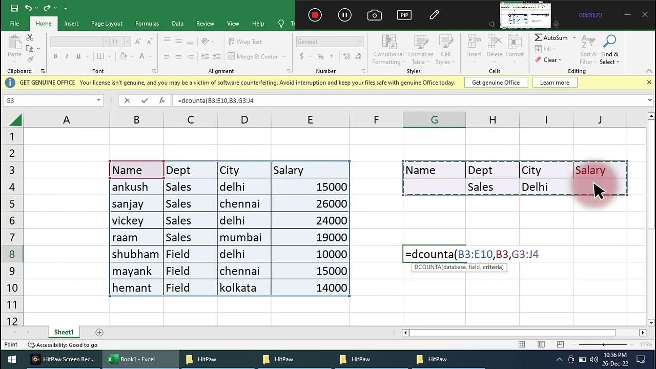 DCounta short video || Anjni Computer Education || Excel Short Video 🔥 ...
