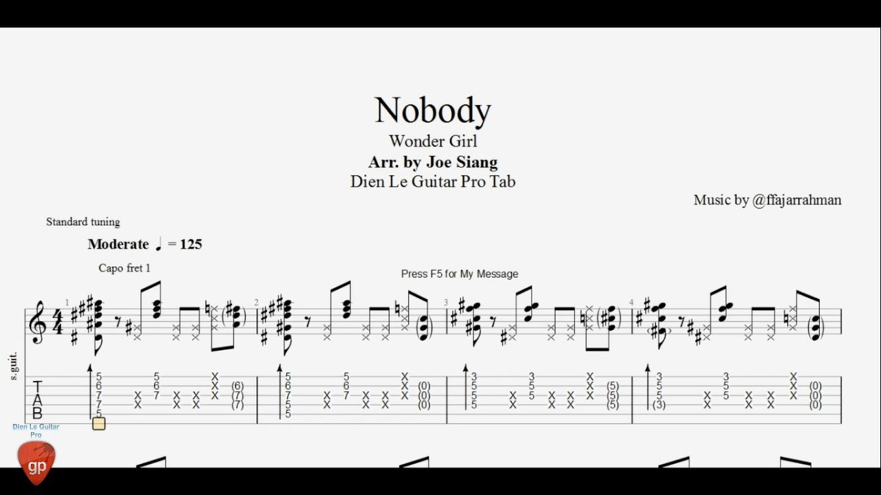 Wonder Girl - Nobody - Guitar Pro Tab - YouTube