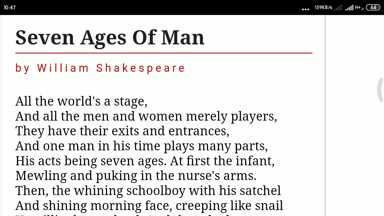 Seven Ages Of Man poem by William Shakespeare - YouTube
