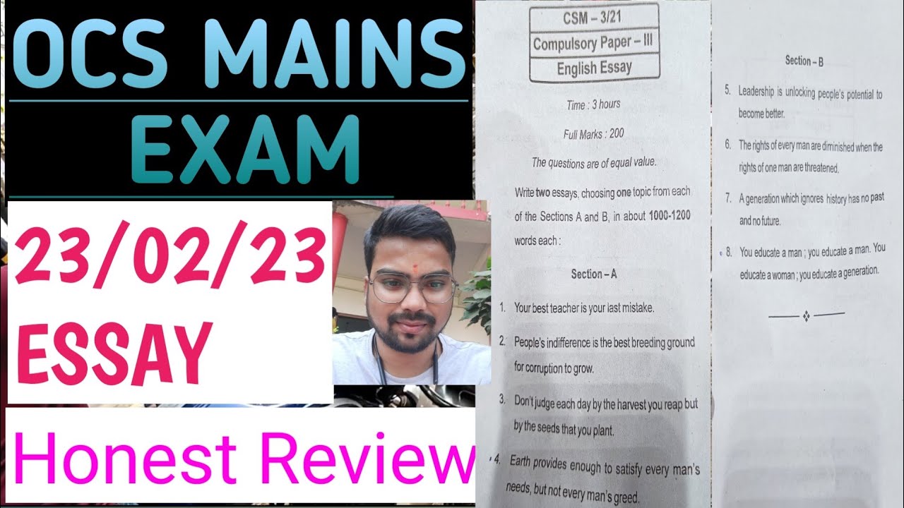 OCS MAINS 2021 Essay Analysis. Self Given. Honest Review. #essay #opsc ...