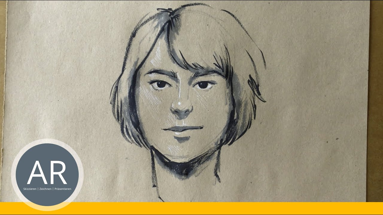Grundtechniken für ein Tusche-Porträt. Portraits mit Tusche-Stiften ...