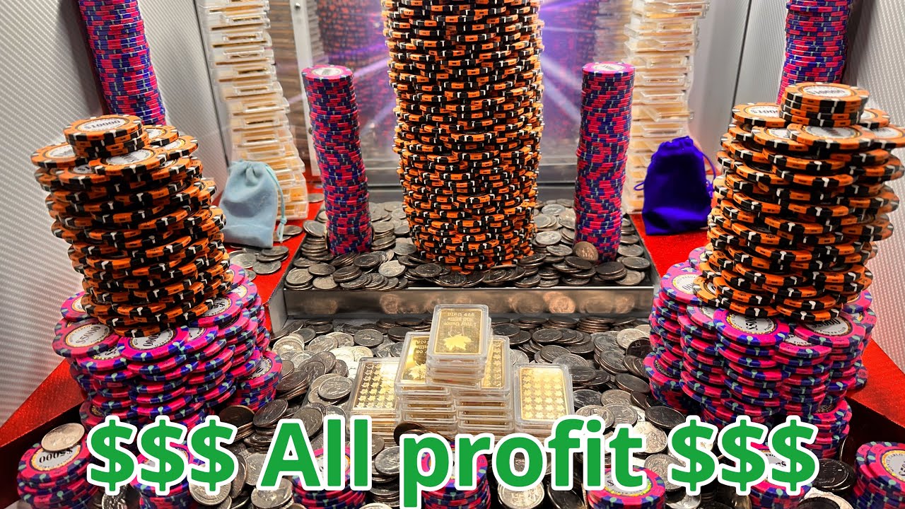 Starting with 15 free quarters high limit coin pusher - YouTube