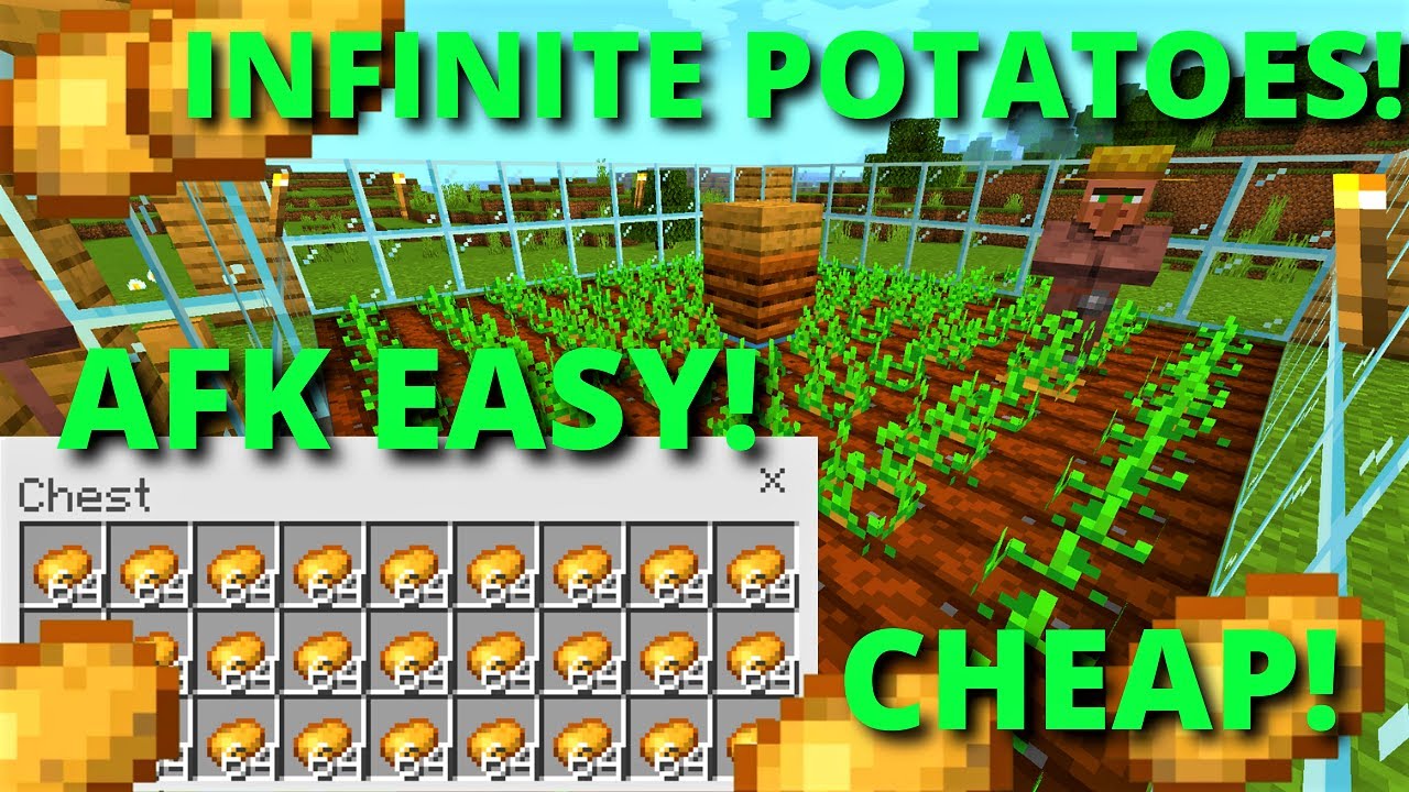 Easy 1.20 AFK CROP/POTATO FARM TUTORIAL Minecraft Bedrock (MCPE/Xbox ...
