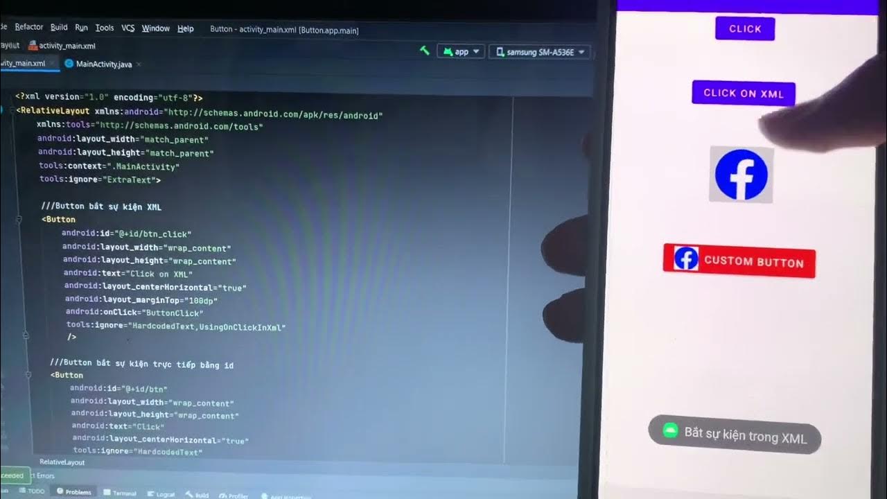 Demo Button và ImageButton trong Android Studio - YouTube