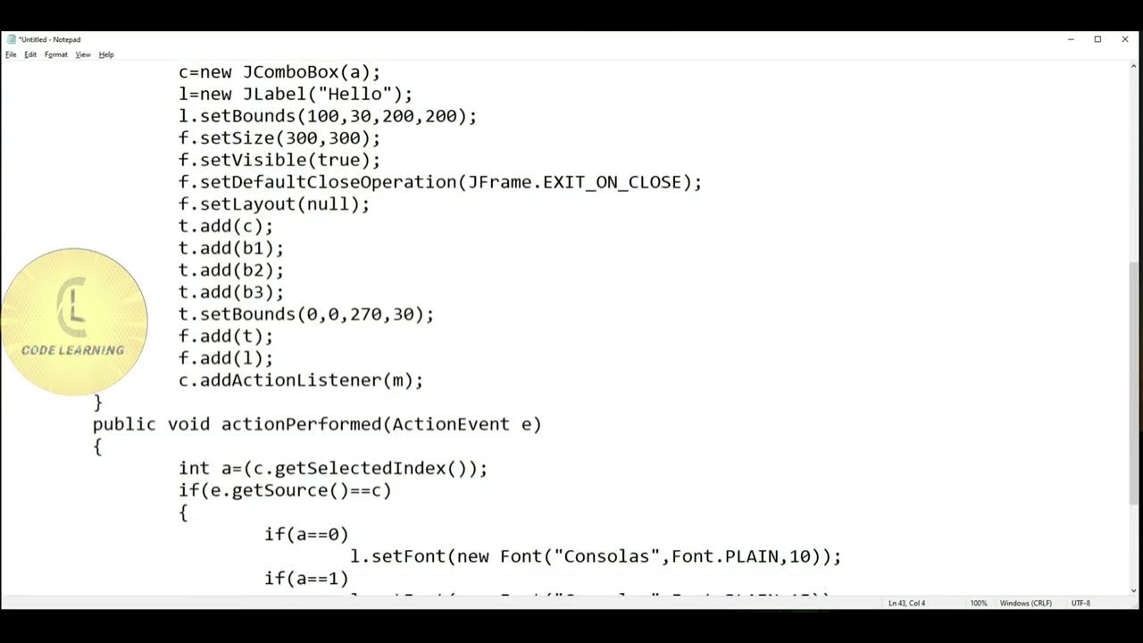 Java | Swing class 'JToolBar - add ComboBox - add ActionListener #2' | CodeLearning - YouTube