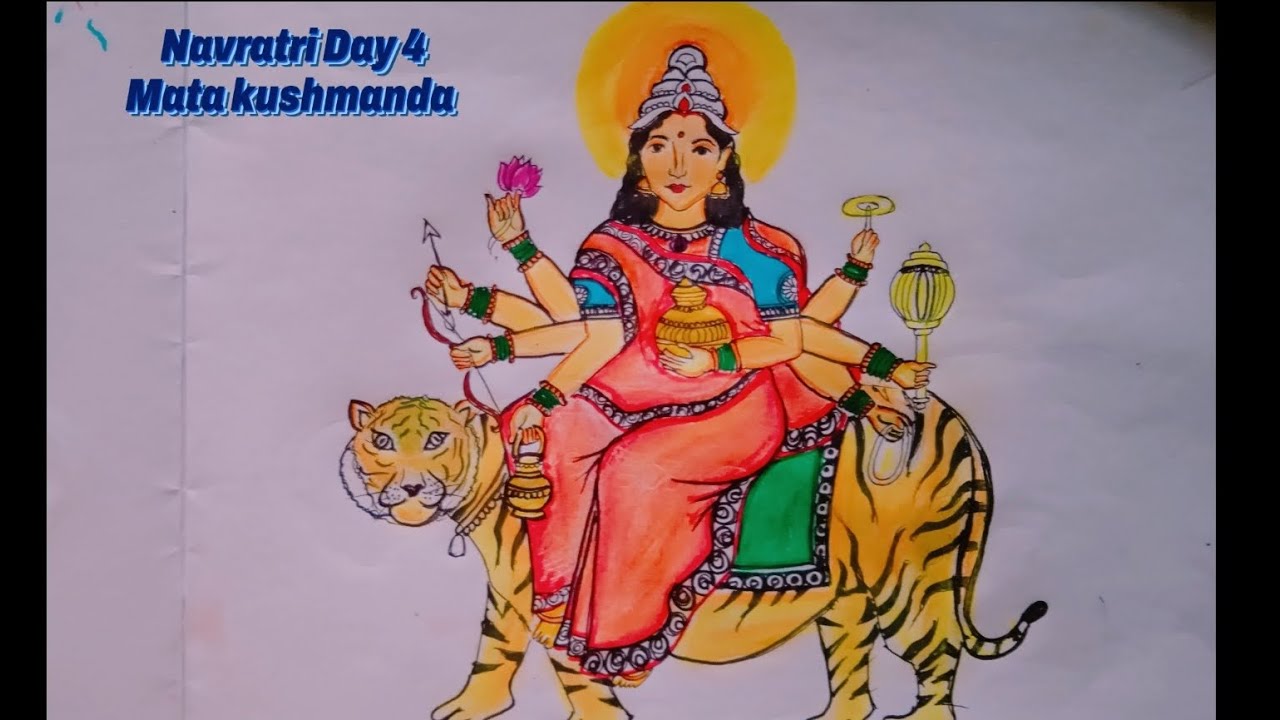 Navratri Day 4// Mata kushmanda// how to draw maa kushmanda - YouTube