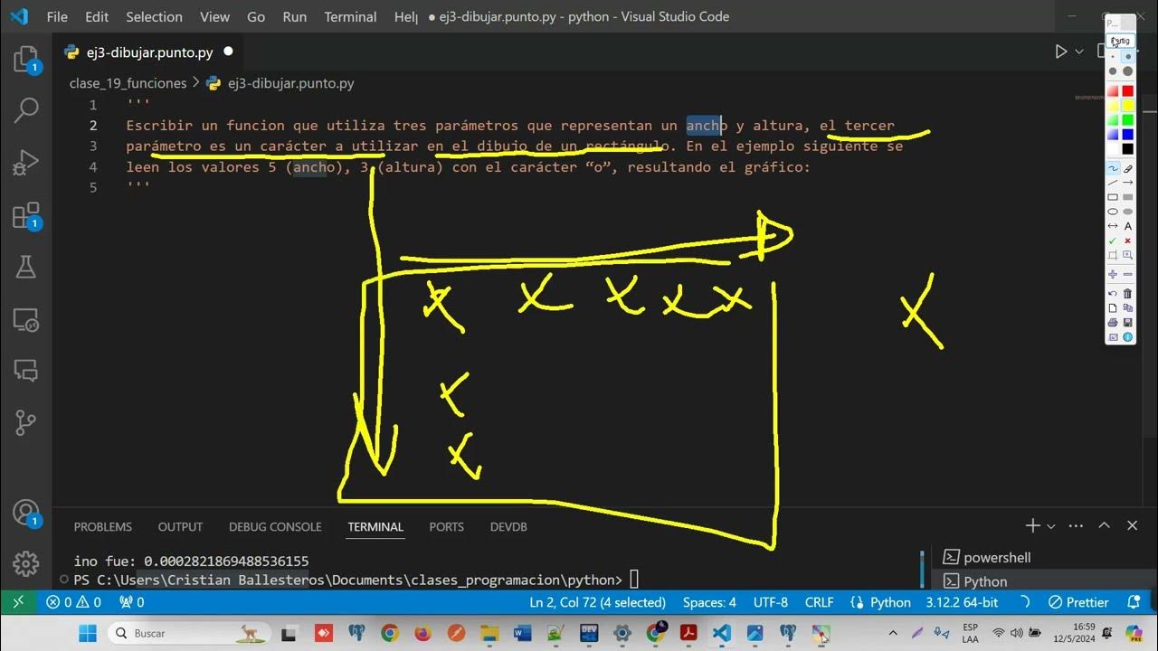python funciones dibujar rectangulo con caracteres - YouTube