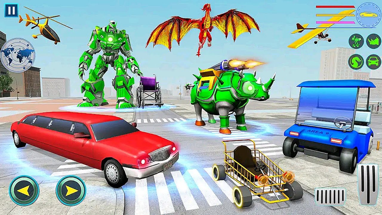 Transforming robot game - Futuristic rhino robot wars against mech ...