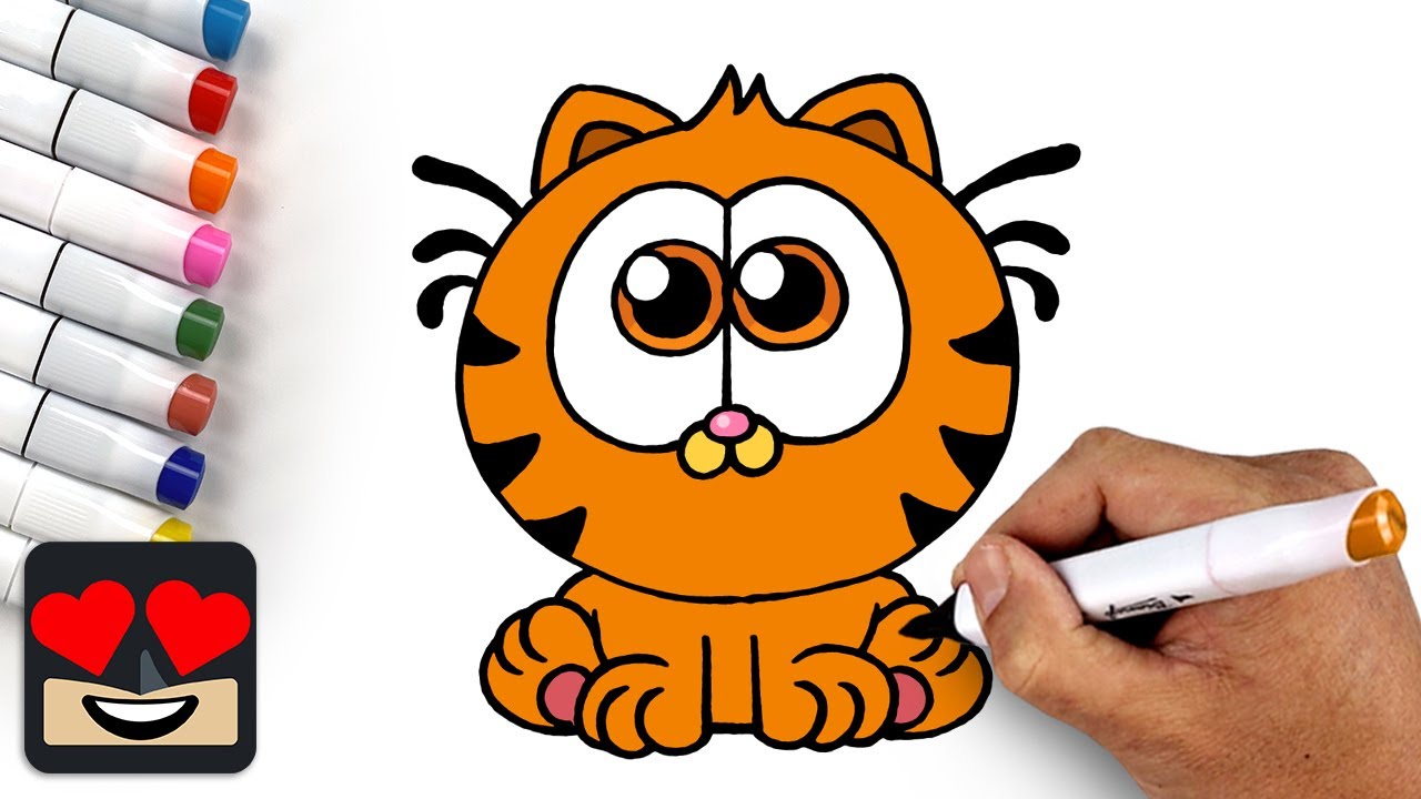 How To Draw Kitten Garfield - YouTube