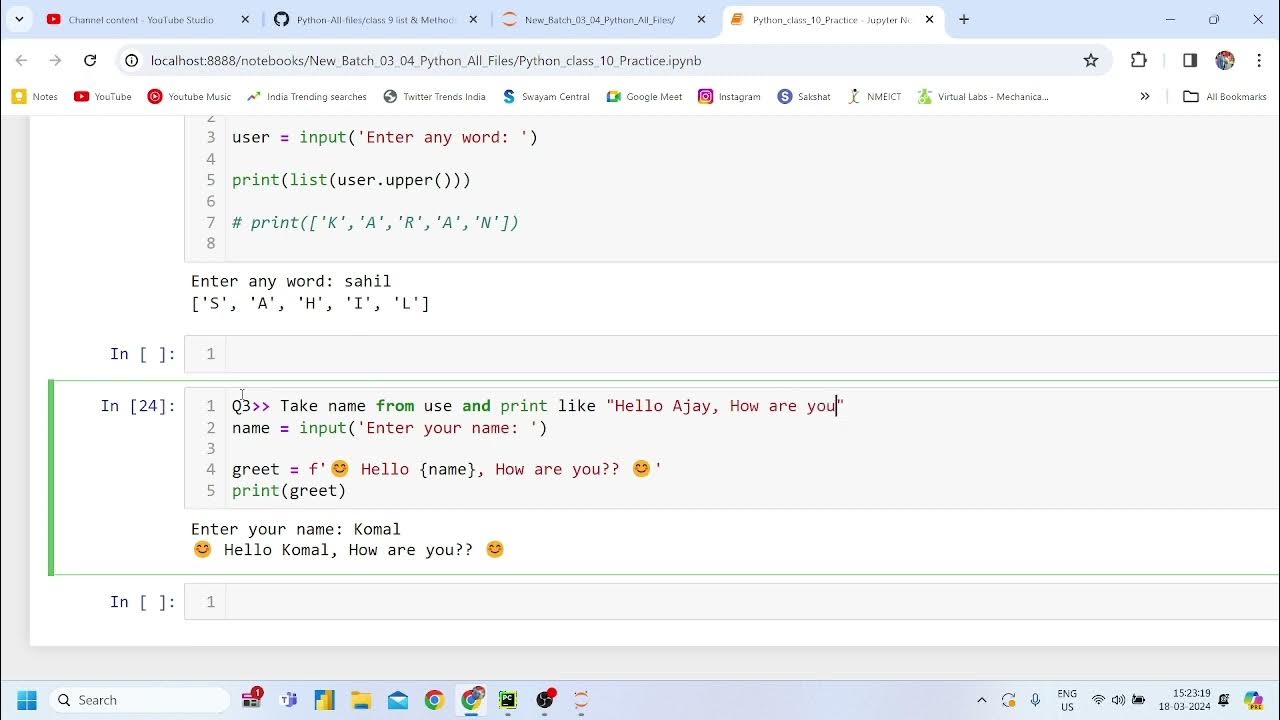 Pythonclass10practicedate18032024 Youtube