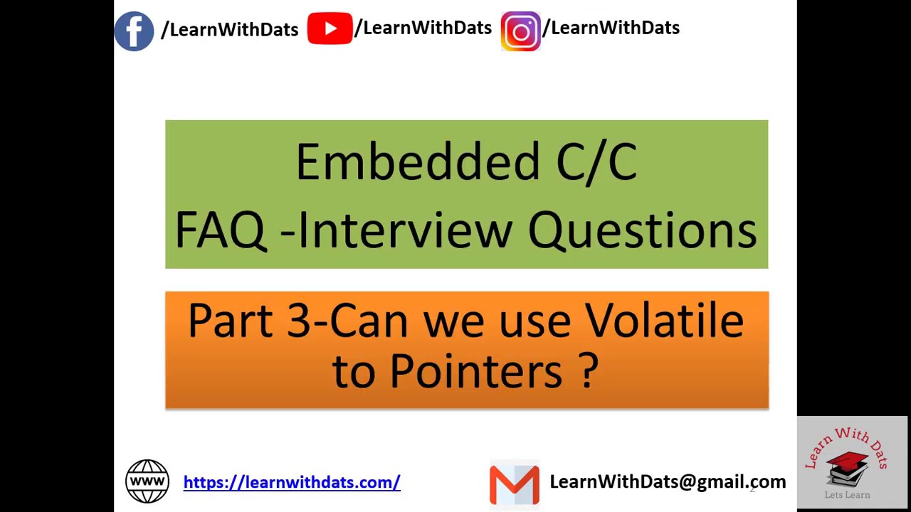 Can We Use Volatile To Pointers Embedded Cc Faq Interview Questions Youtube