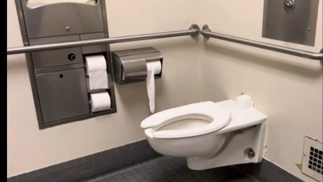 Restroom Tour, Toilet Flush, Thyssenkrupp Elevator, GS Edwards 340-4n5 ...