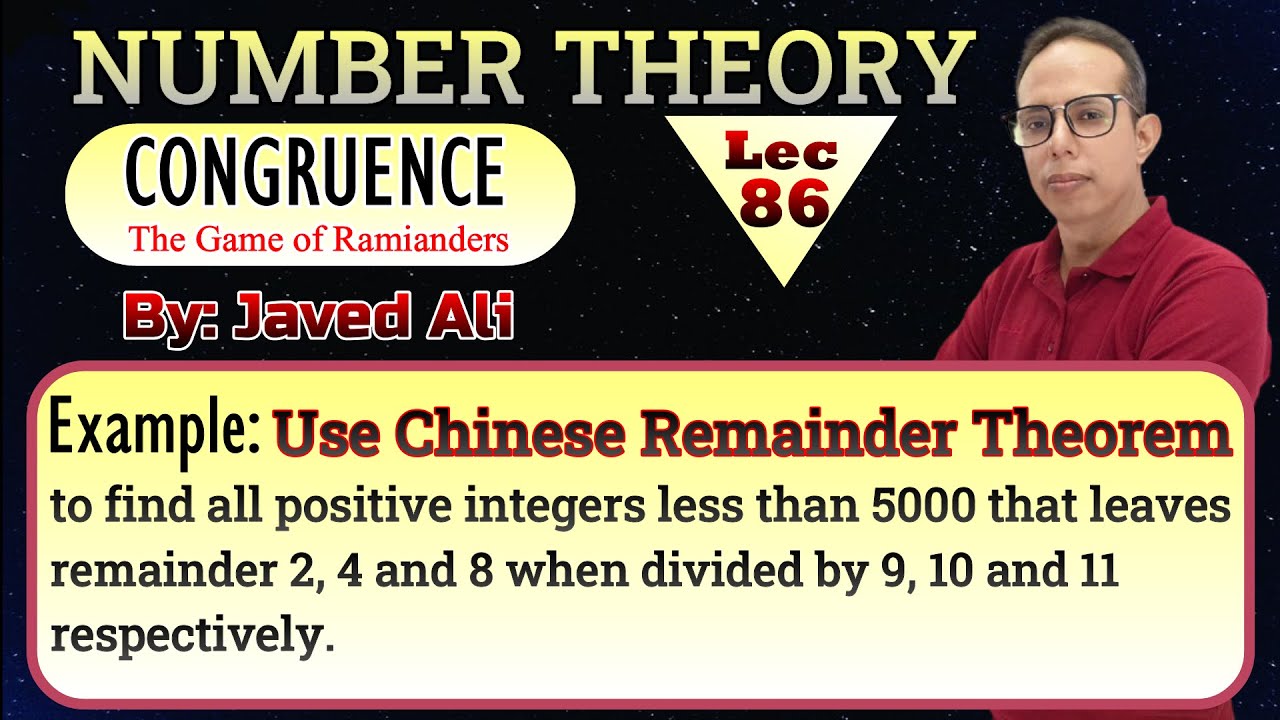 Congruence, Chinese Remainder Theorem, Example, Number Theory, Lec-86 ...