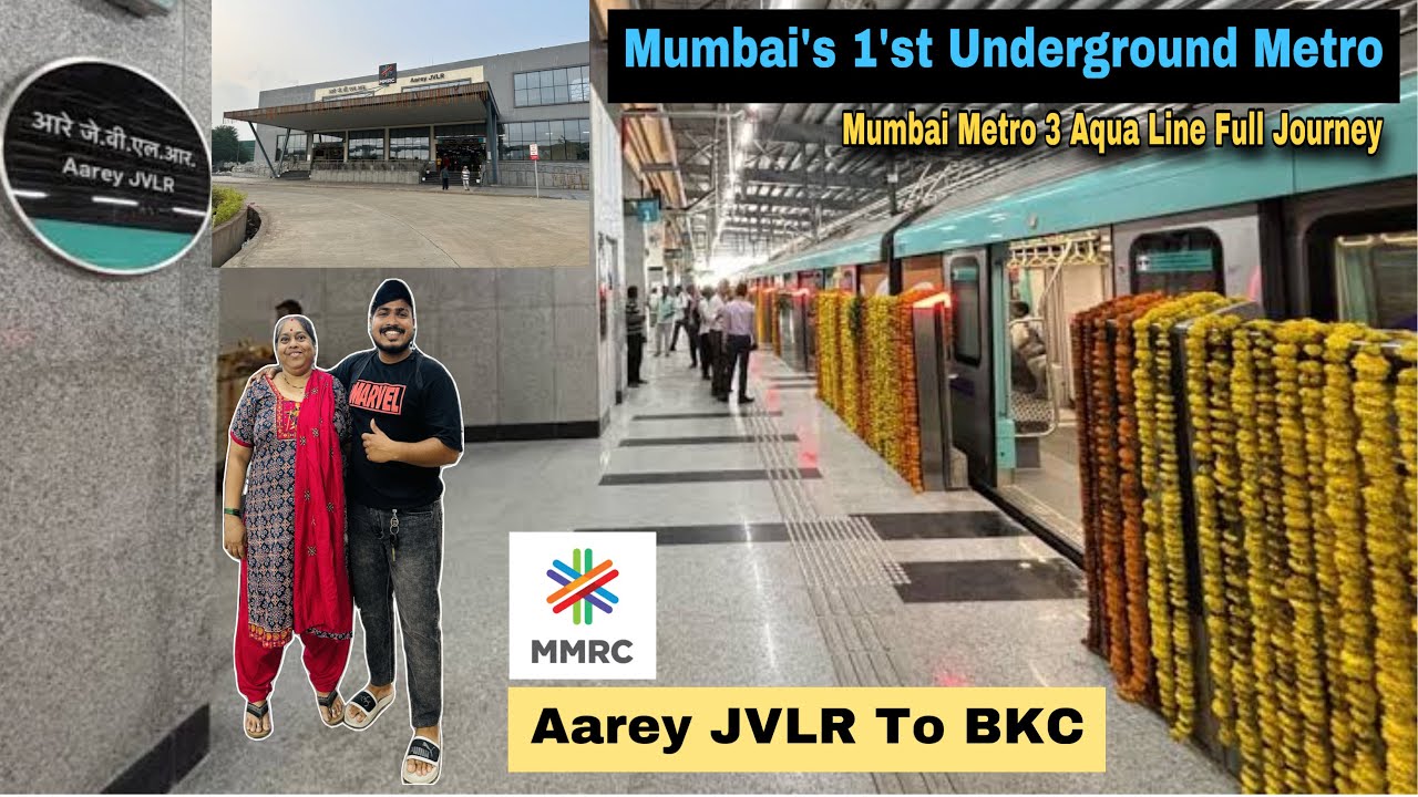 मुंबईतील 1’st Underground🚇Metro 3 | JVLR To BKC Metro 3 Journey | Aqua ...