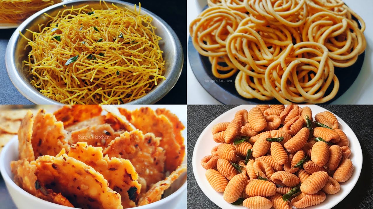 పండక్కి సులువుగా చేసే 4రకాల పిండివంటలు|chakralu |pappu chekkalu|aloo ...