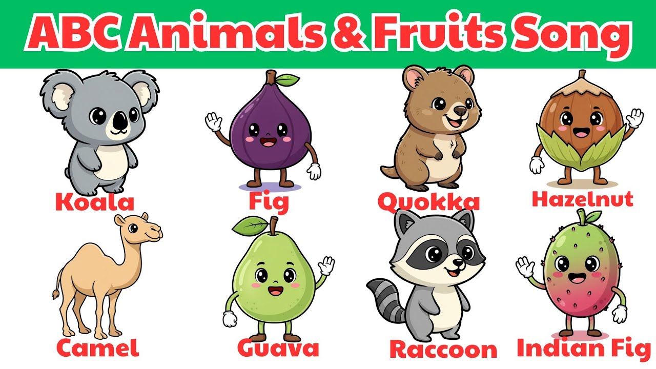 ABC Animals & Fruits Song 🍎🦓 Fun A to Z Learning with Sounds & Names 🎶 ...