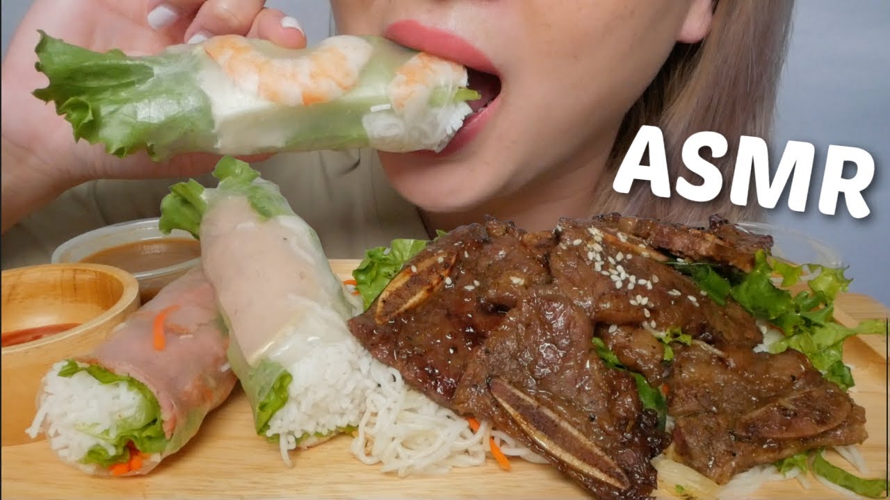 Bbq Short Ribs Vermicelli with Fresh Spring Salad Roll * No Talking ...