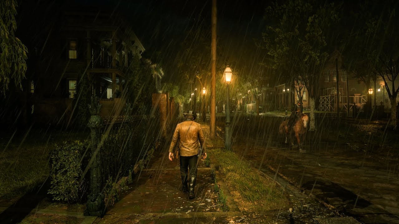 Walking Through Heavy Rain & Thunderstorm as Arthur | RDR2 Ambient ASMR ...