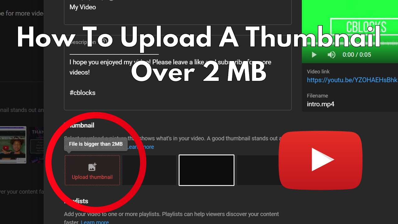 How To Upload a Thumbnail Over 2 MB (New Method) - YouTube
