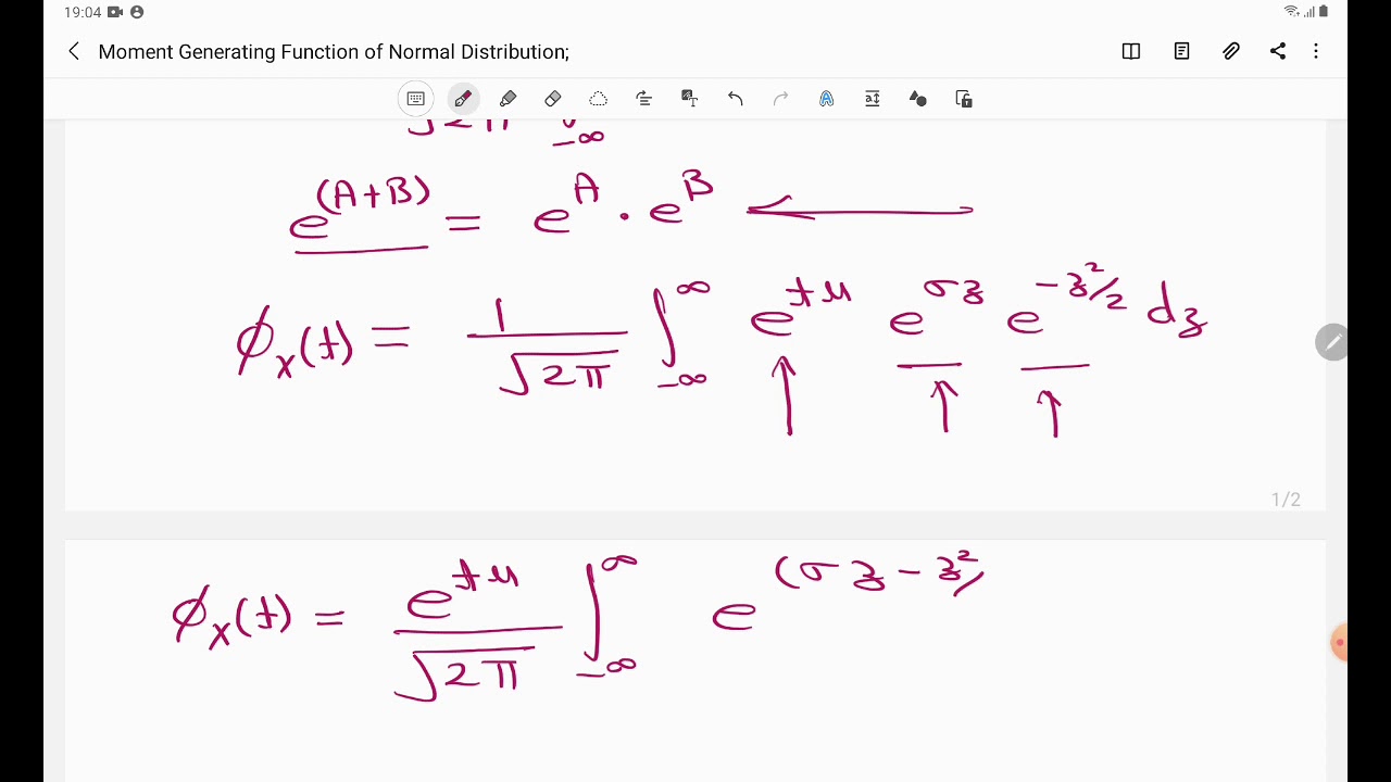 Moment Generating Function for Normal Distribution and its application ...