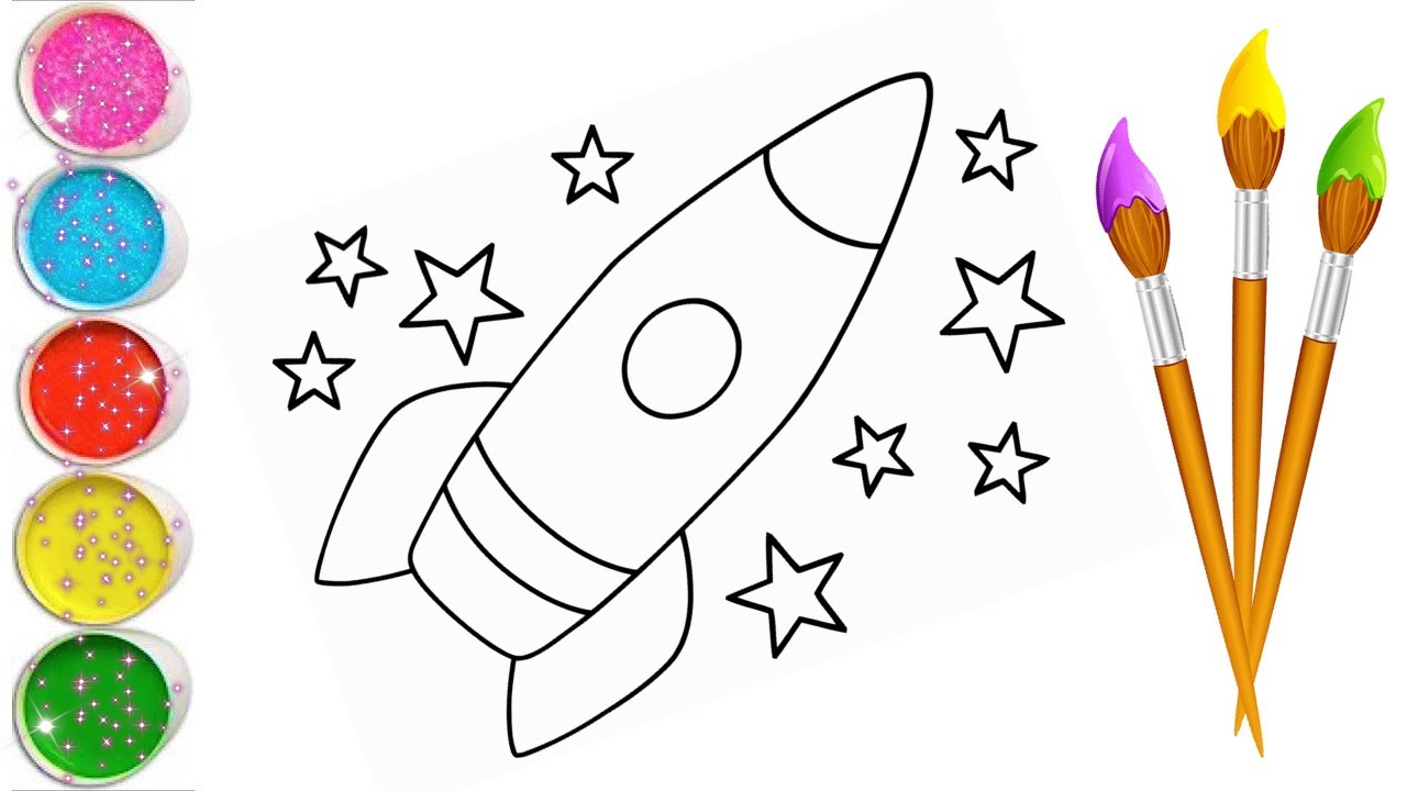 menggambar roket keren untuk anak-anak | draw a rocket for kids ...