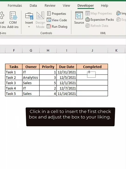 How To Insert Checkbox In Excel Exceltutorial Shorts Short Youtube 
