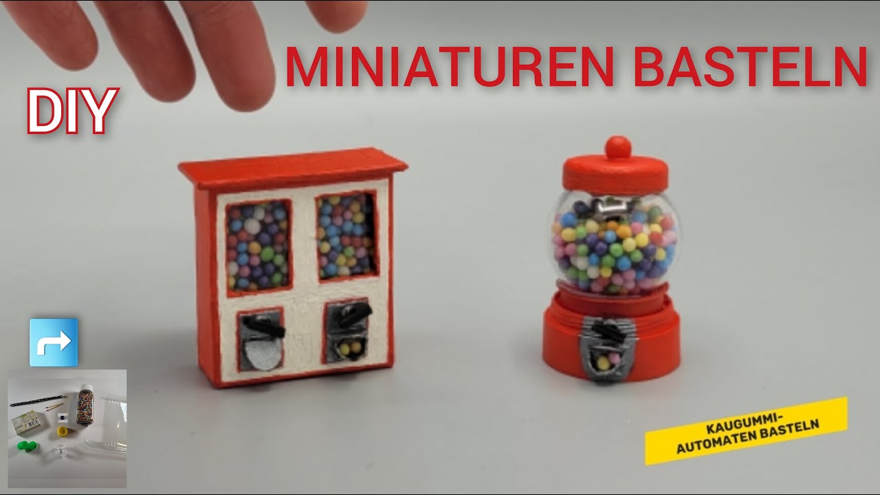 Tutorial: Mini-Kaugummiautomaten basteln / DIY: how to craft a miniature chewing gum machine ...