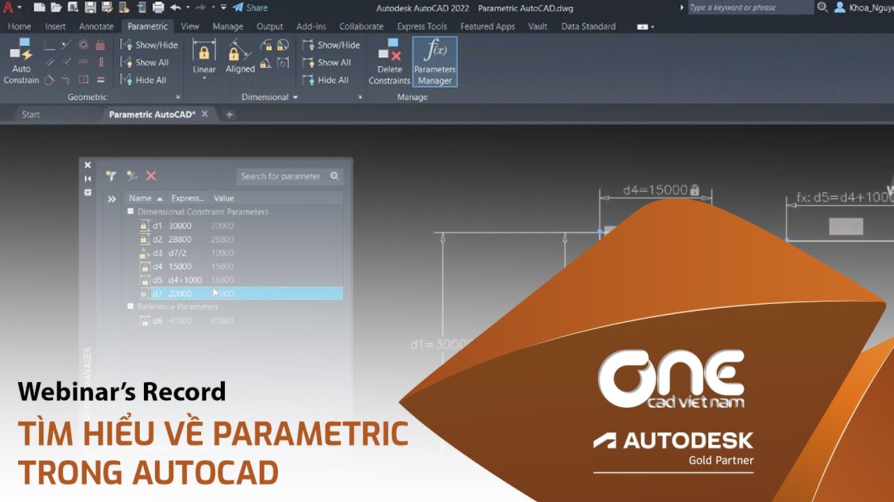 OneCAD | Tìm hiểu về Parametric trong AutoCAD (Webinar's Record) - YouTube