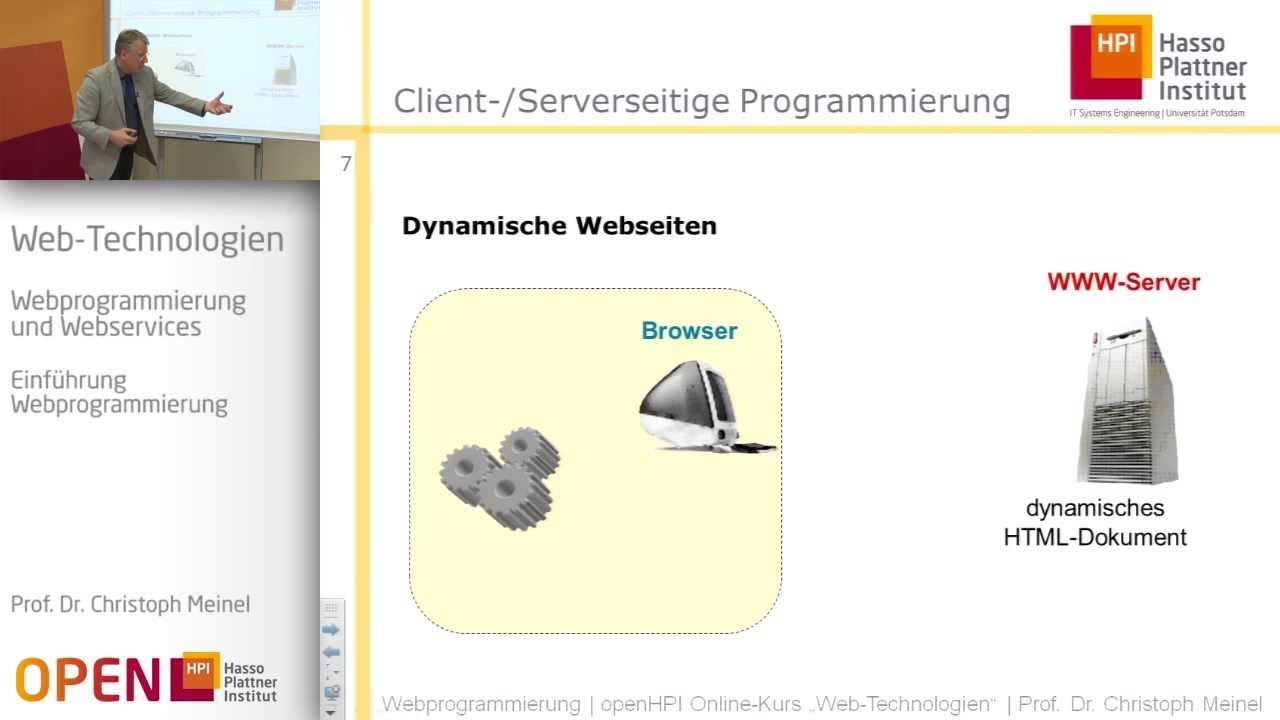 openHPI Kurs "Web-Technologien", Woche 4, Kapitel 1 - Webprogrammierung - YouTube