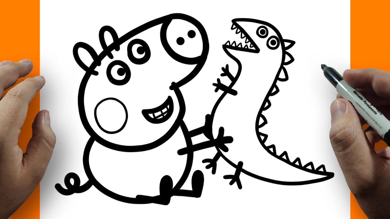 How to Draw George Pig Dinosaur Step by Step EASY for Kids - YouTube