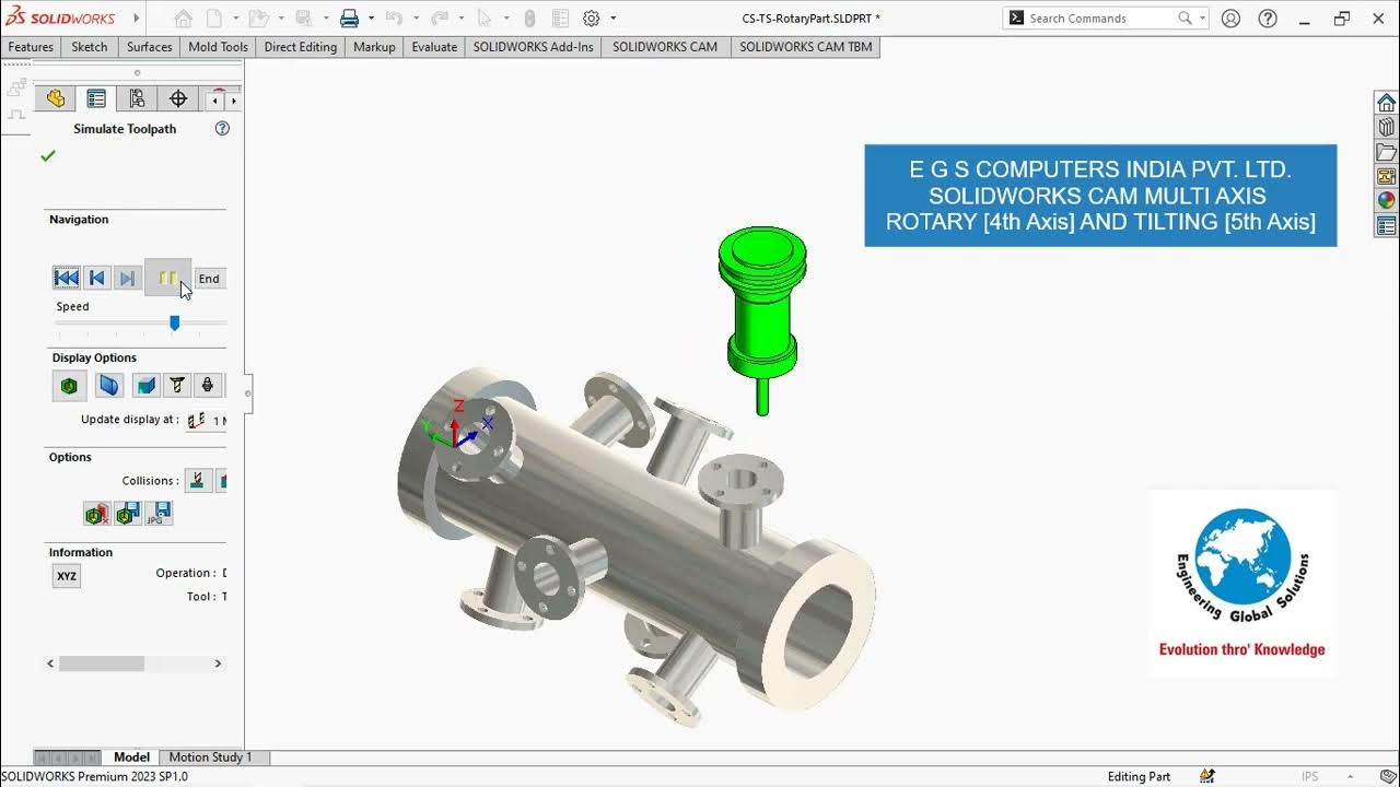 SOLIDWORKS CAM MULTI AXIS ROTARY AND TILTING - YouTube
