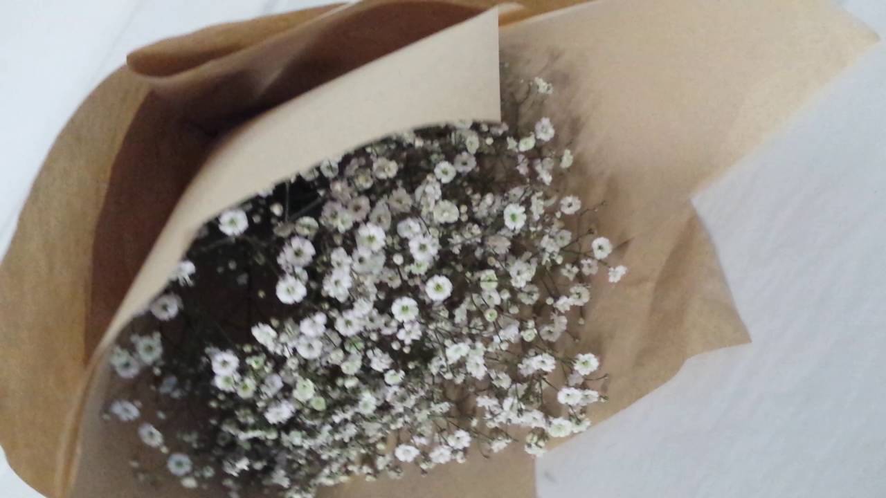 Baby's breath Flower Bouquet with Brown paper Wrapping - YouTube