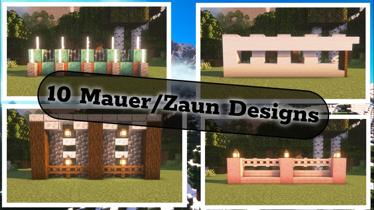 10 Mauer/ Zaun Designs #minecraft #minecraftbuilding #minecraftreplaymod #creeperchaos #video ...