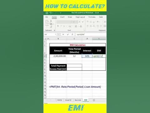 How To Calculate EMI || Using Excel Formula PMT || Smart Work || Mirror Tech || - YouTube