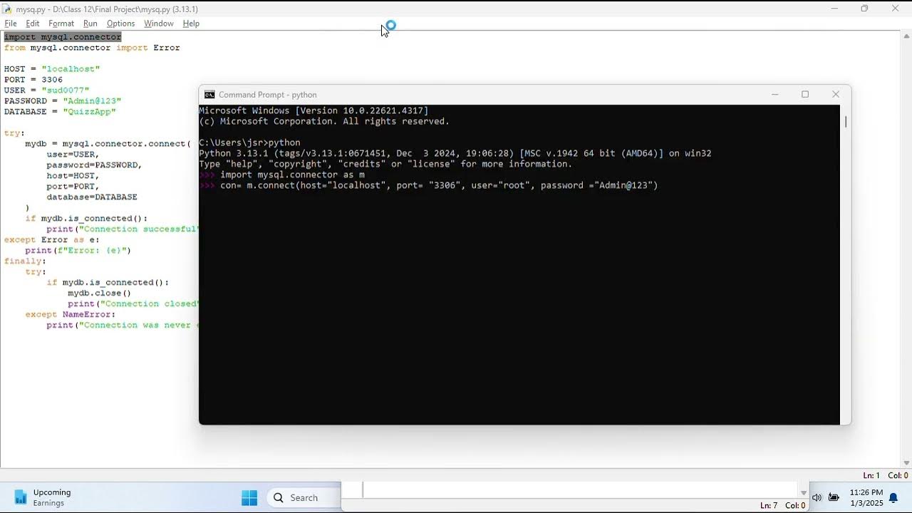 Unable to create connection with MySQL using python - YouTube