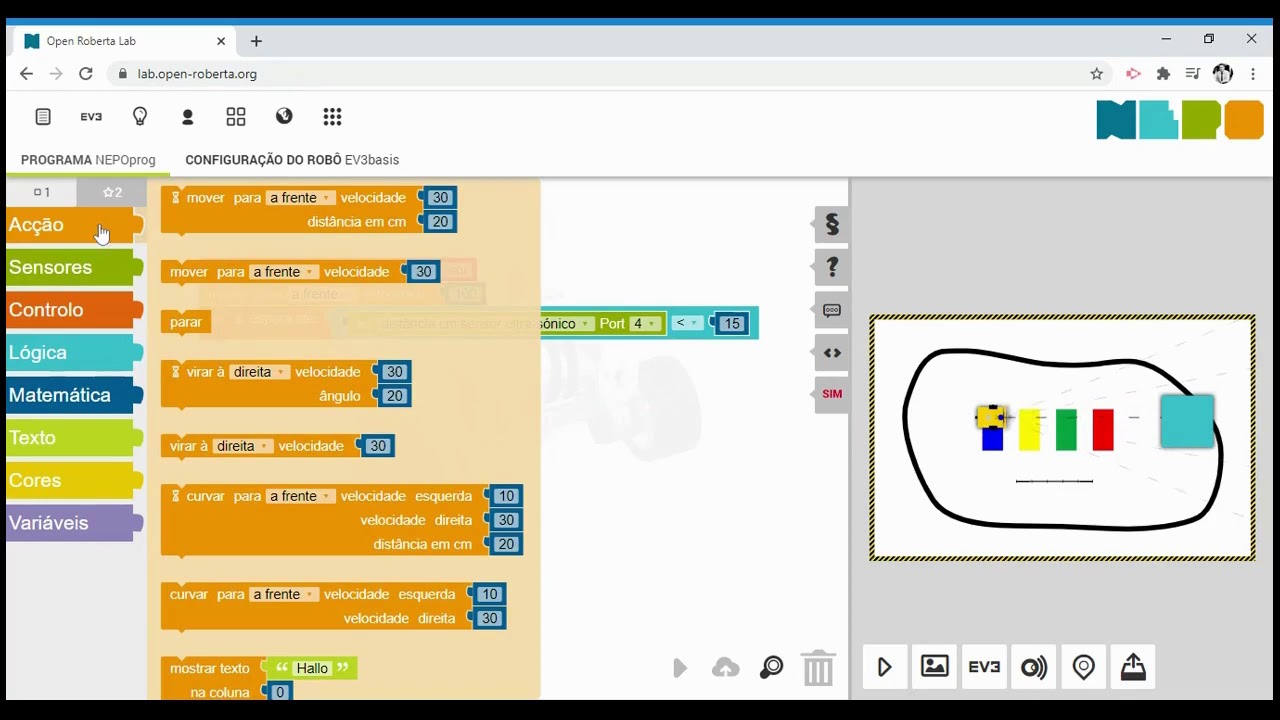 Desafio 01 - Lab Open Roberta - EV3 - simulando um rover - YouTube