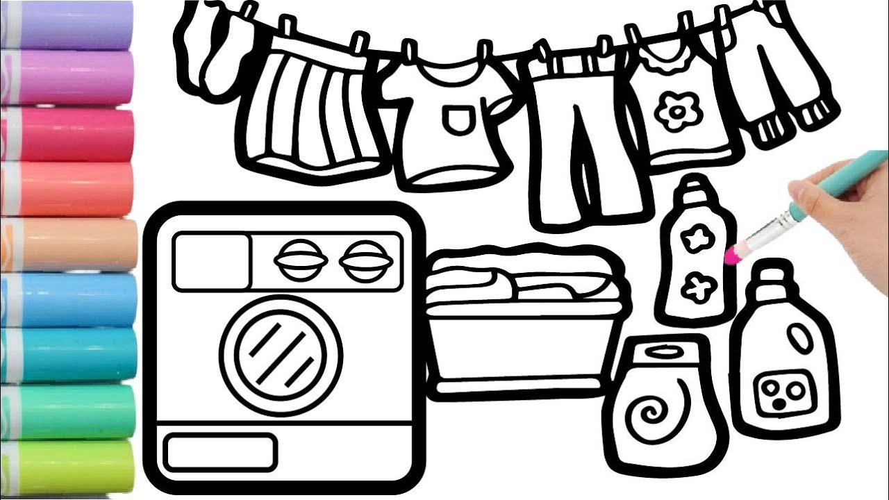 Laundry Drawing, Coloring & Painting for Kids, Toddlers || Laundry ...