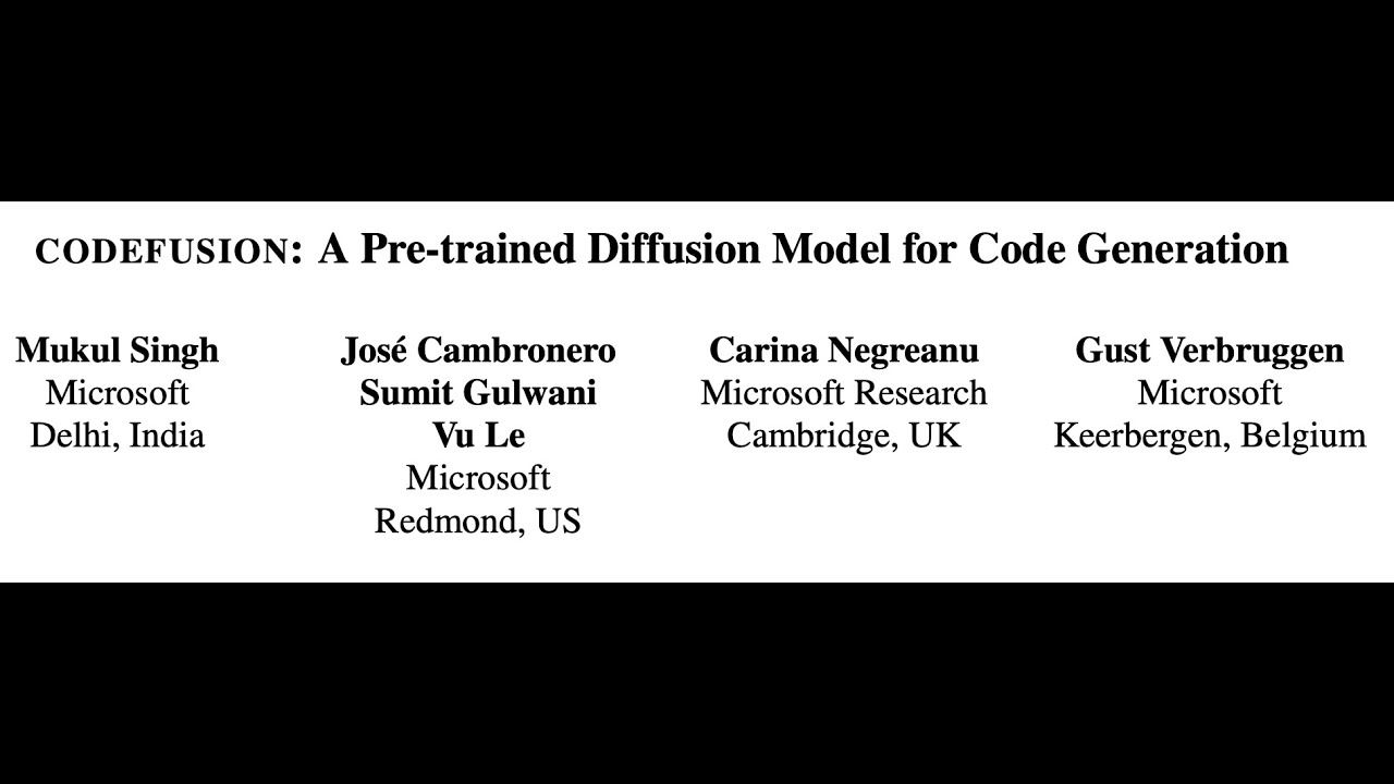 CodeFusion: A Pre-trained Diffusion Model for Code Generation - YouTube