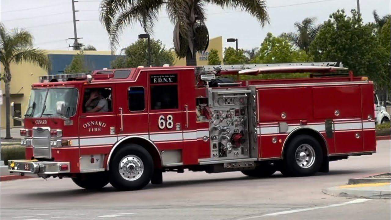 Oxnard Fire Department Engine 68 ( E68 ) Responding to Station 66 for a ...
