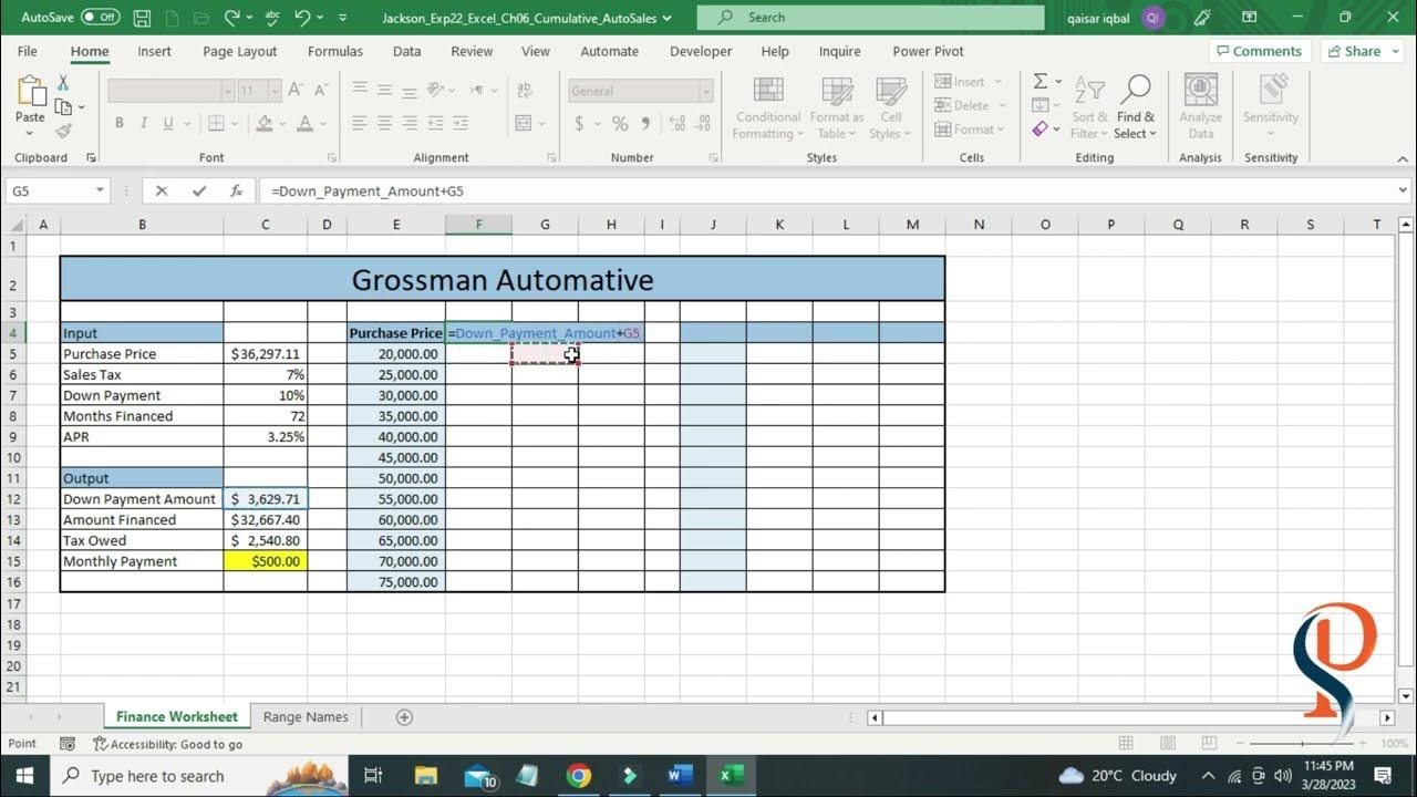 Exp22_Excel_Ch06_Cumulative_AutoSales | exp22 excel ch06 autosales.xlsx | Exp22 ...