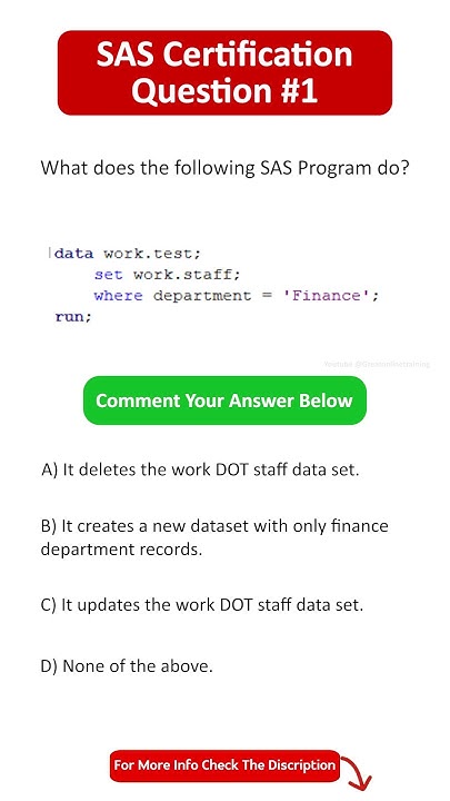 SAS Certification Questions | Question - 1 - YouTube
