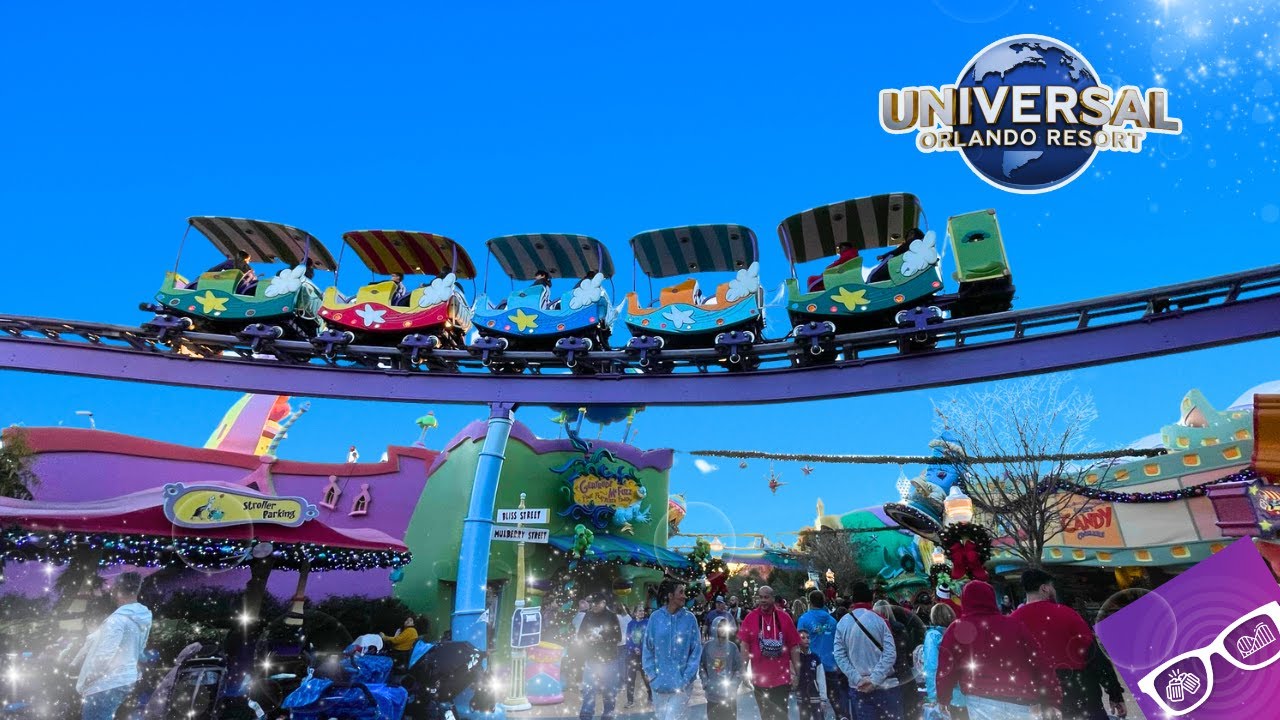 (BOTH SIDES POV) High in the Sky Seuss Trolley Train Ride at Universal ...