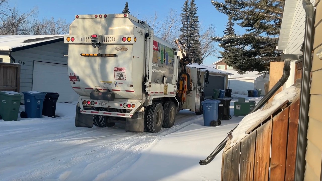 Compost Truck Eats Two Compost Bins In A Row! - YouTube