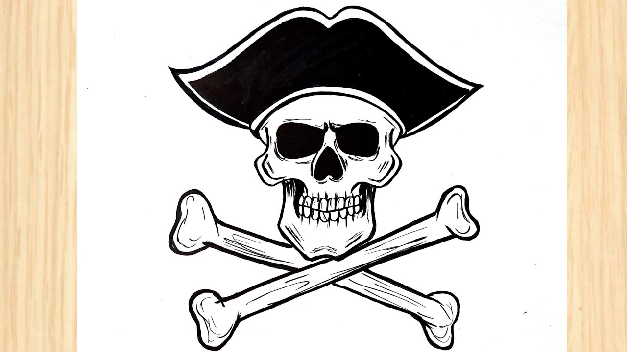 How to draw a skull tribal tattoo || Pirate skull drawing - YouTube