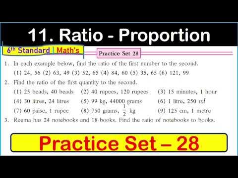 Practice set 28 class 6 maths | Chapter 11 Ratio-Proportion | Practice set 28 std 6 maths ...