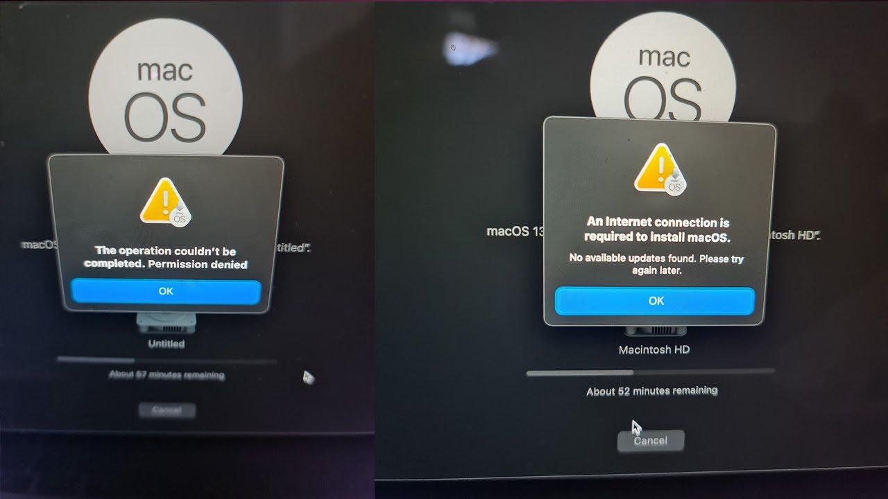 An internet connection is required to install macOS No avallable ...