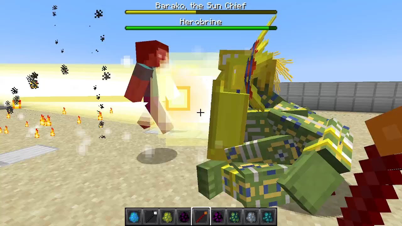 Herobrine VS Barako Sun Chief (1v1) (Mowzies Mobs) Boss Battle ...