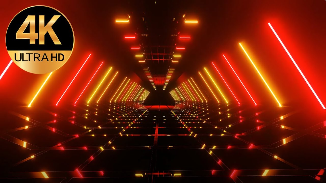 8 hours 4k Fast Moving Triangle Gold Red color Sci-fi Party Light Design Screen saver Loop ...
