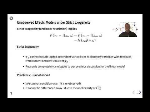 Binary response for panel data 2 - static models with unobserved effects - YouTube